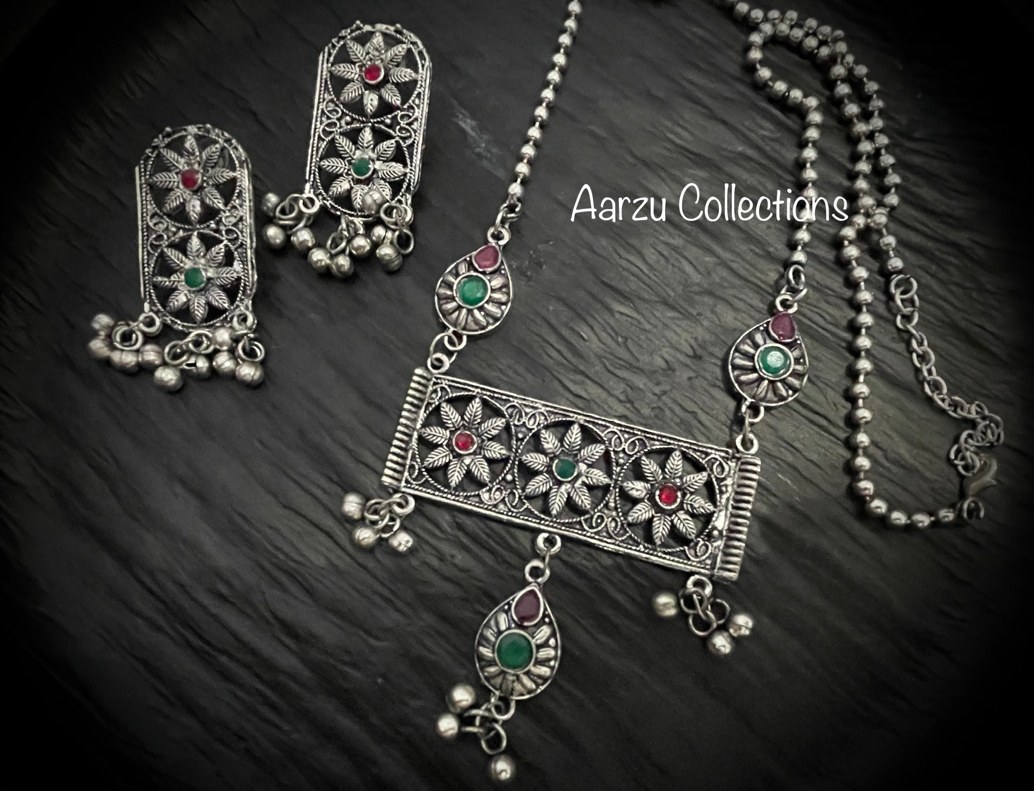 German Silver Necklace Set – Aarzu Collections